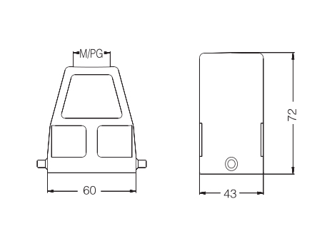 金属外壳 顶出线 高结构 H6B-TEH-2B-M25/M32/PG21/PG29 - 重载连接器-矩形连接器-工业连接器-浙江昊科电气【官网】