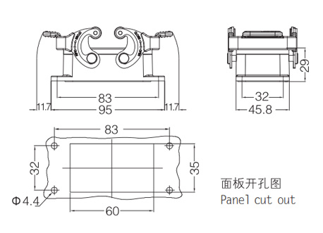 金属外壳 不封底下壳 H10B-BK-2L - 重载连接器-矩形连接器-工业连接器-浙江昊科电气【官网】